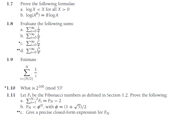 Solved 1.7 Prove the following formulas: a. logX | Chegg.com