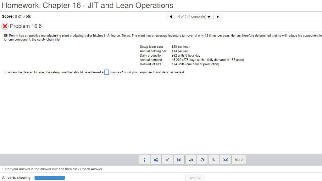Solved Homework: Chapter 16- JIT and Lean Operations Score: | Chegg.com