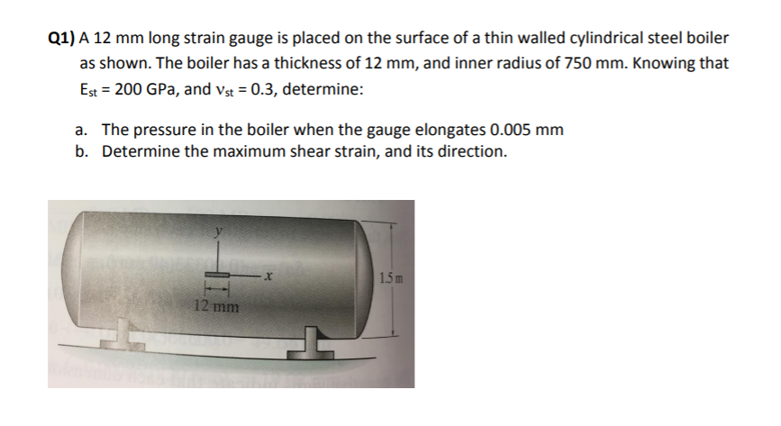 Solved A 12 mm long strain gauge is placed on the surface of | Chegg.com