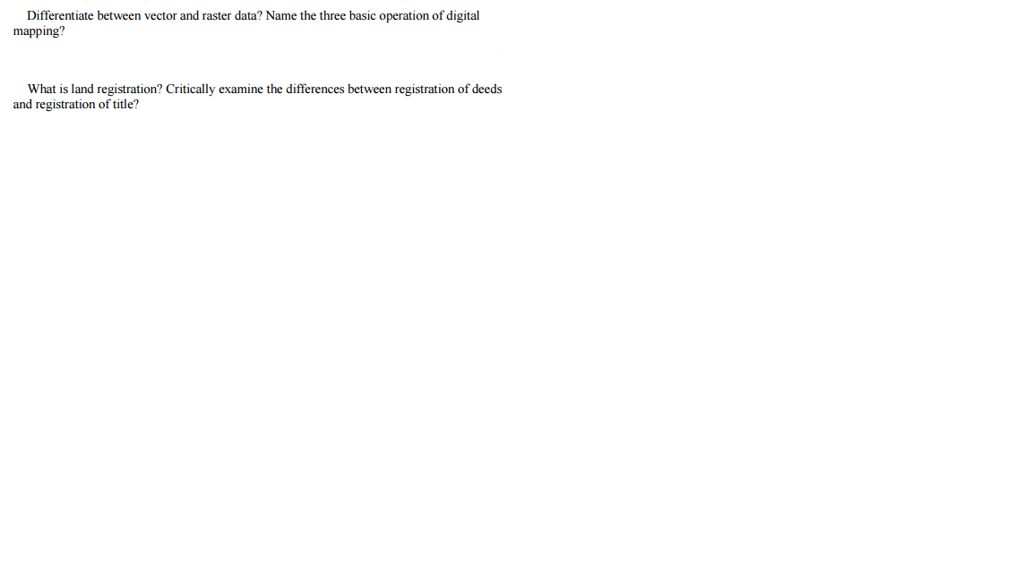 Solved Differentiate between vector and raster data? Name | Chegg.com