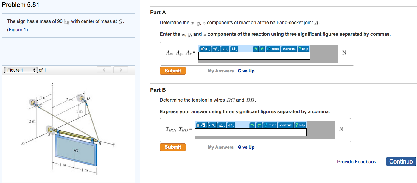 Solved The sign has a mass of 90 kg with center of mass at | Chegg.com