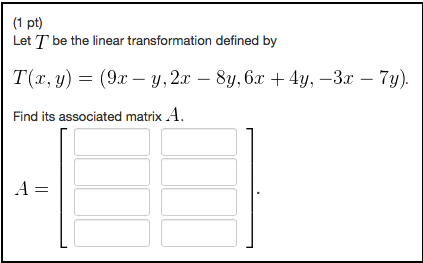 Solved (1 pt) Let T be the linear transformation defined by | Chegg.com