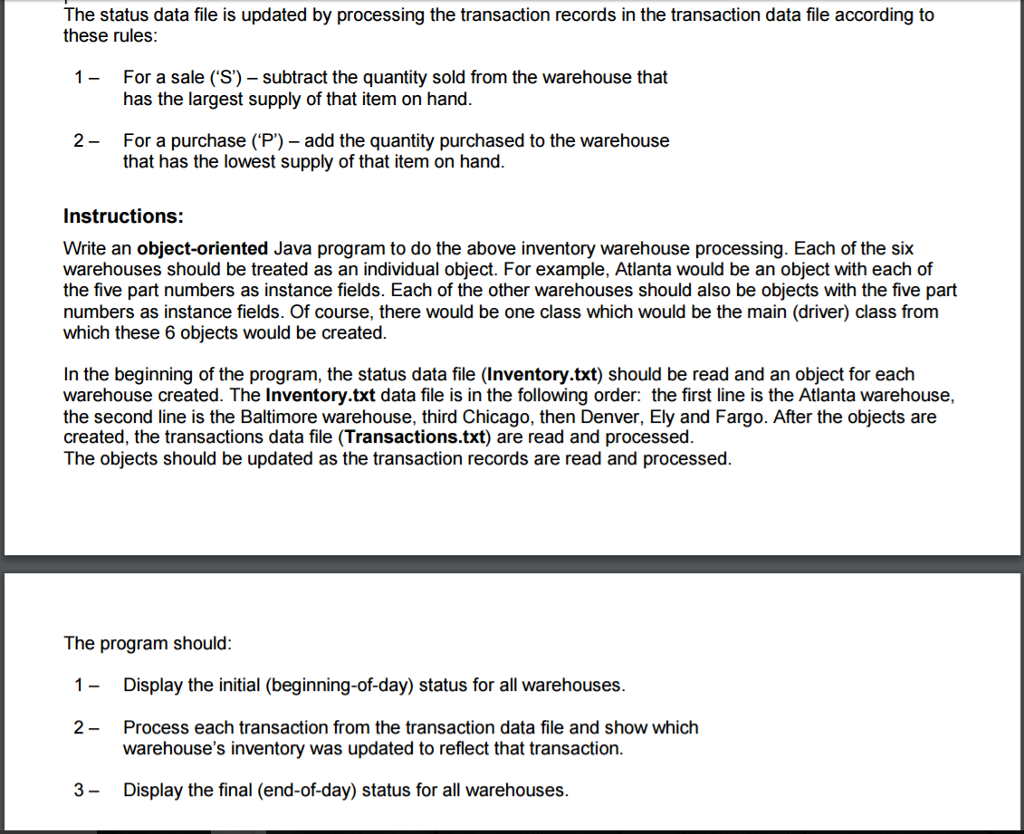 Solved Inventory Management System objective: Work with | Chegg.com