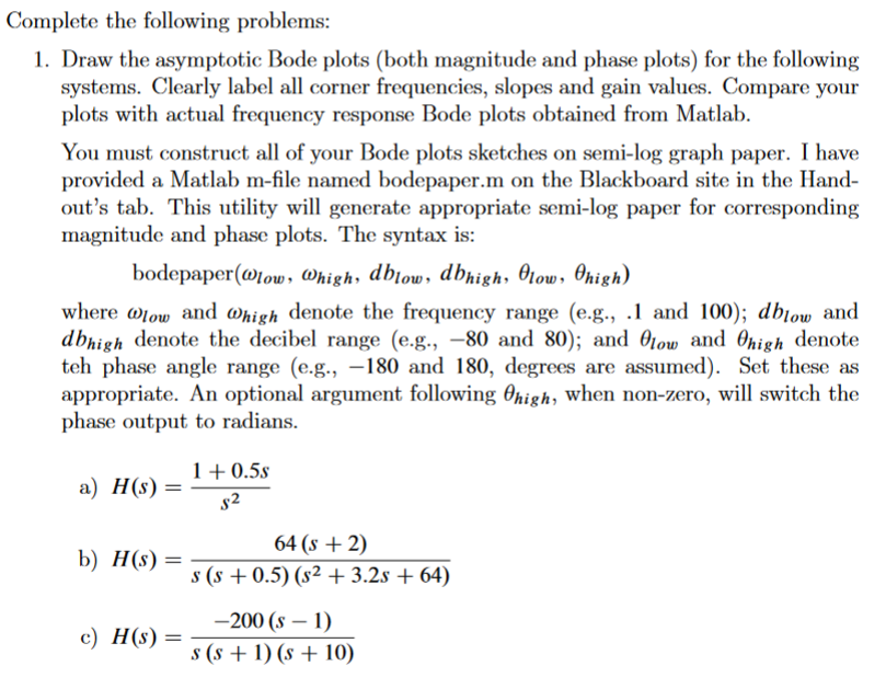 Solved Complete The Following Problems 1 Draw The 