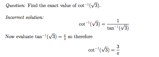 Solved Find the exact value of cot^-1(suareroot 3). | Chegg.com
