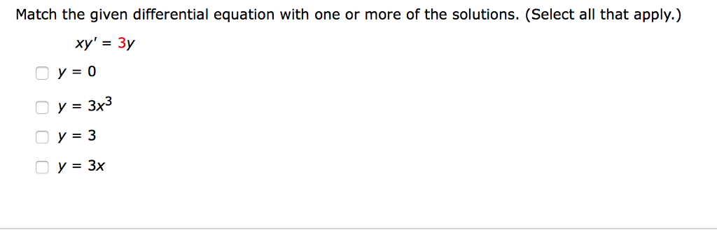 Solved Match the given differential equation with one or | Chegg.com