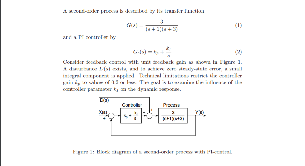 Solved A second-order process is described by its transfer | Chegg.com