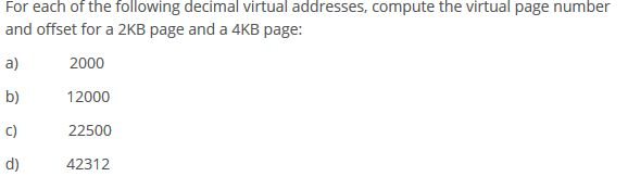Solved For each of the following decimal virtual addresses, | Chegg.com