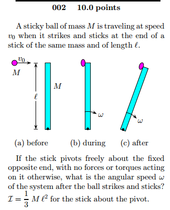 Solved A sticky ball of mass M is traveling at speed v0 when | Chegg.com