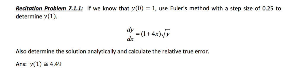 Solved Recitation Problem 7.1.1: If we know that y(O)-1, use | Chegg.com