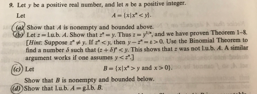 Solved 9. Let y be a positive real number, and let n be a | Chegg.com