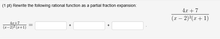Solved Rewrite the following rational function as a partial | Chegg.com