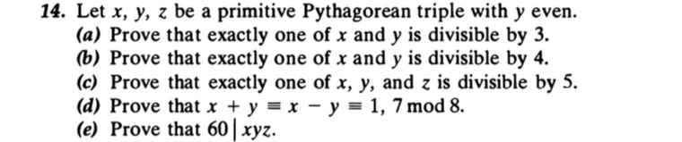 Solved 14. Let x, y, z be a primitive Pythagorean triple | Chegg.com