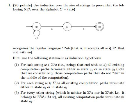Solved 1. (20 points) Use induction over the size of strings | Chegg.com