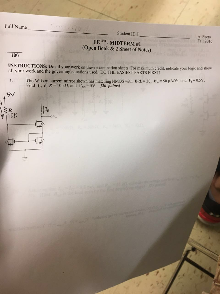 Solved The Wilson current mirror shown has matching NMOS | Chegg.com