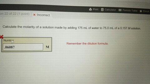 Solved Calculate the molarity of a solution made by adding | Chegg.com