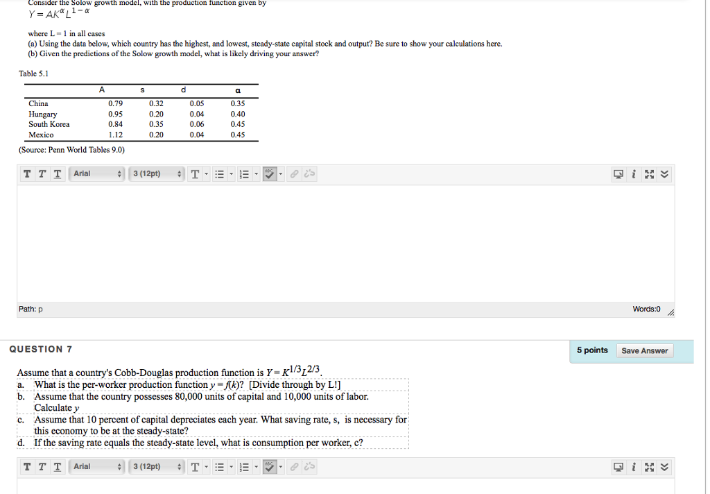 Solved Consider the Solow growth model, with the production | Chegg.com