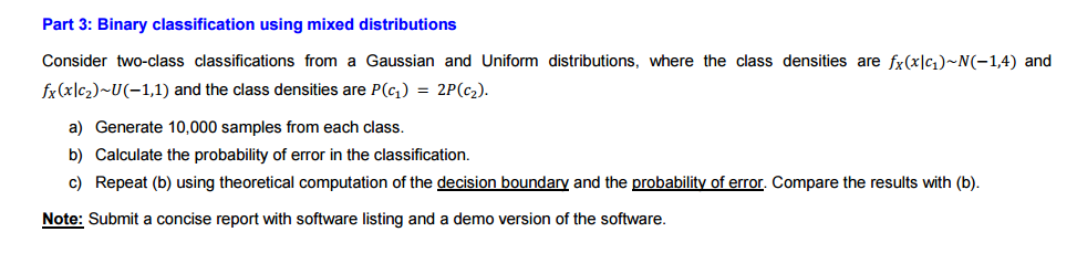 Consider two-class classifications from a Gaussian | Chegg.com