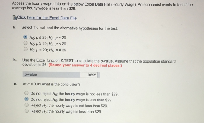 Solved Access The Hourly Wage Data On The Below Excel Data