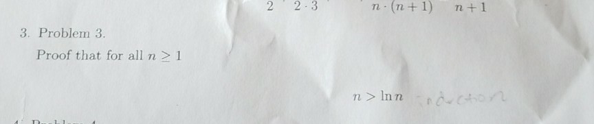 Solved Proof that for all n greaterthanorequalto 1 n > ln n | Chegg.com