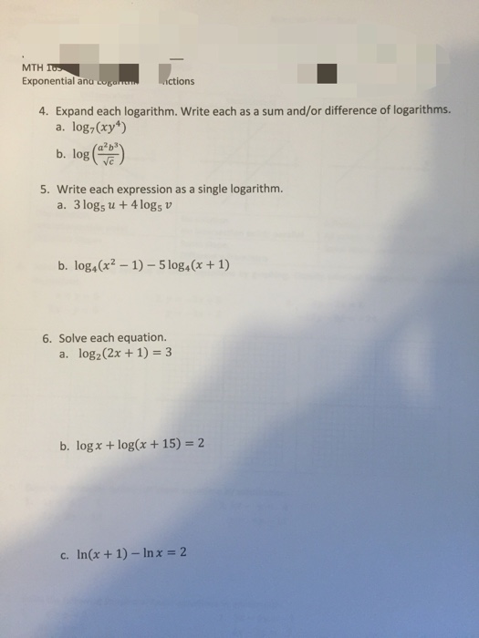 Solved Expand each logarithm. Write each as a sum and/or | Chegg.com