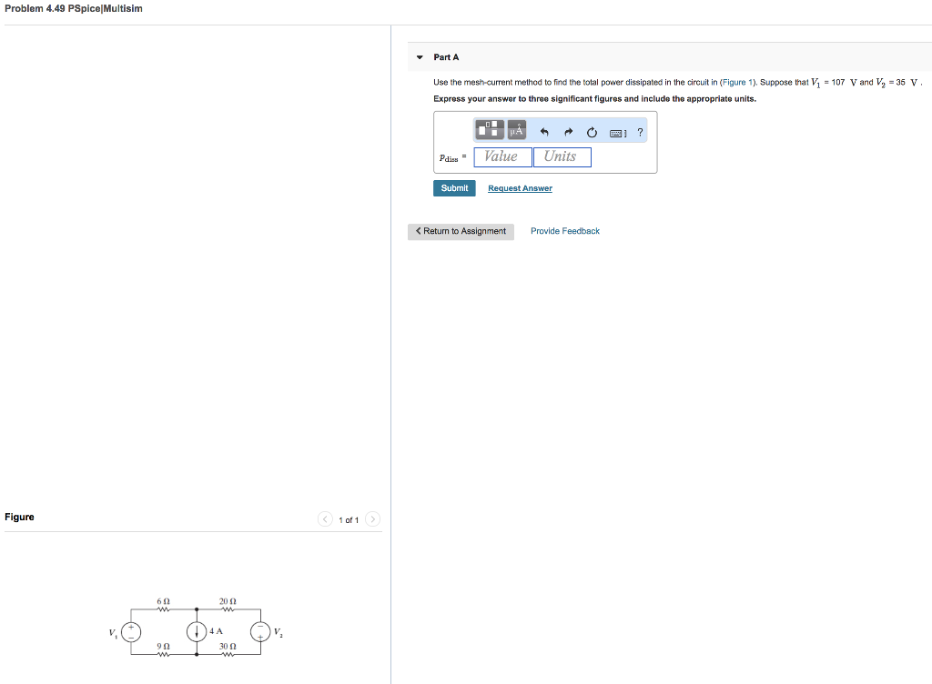 Solved Problem 4.49 PSpice Multisim Part A 107 V and V, : 35 | Chegg.com