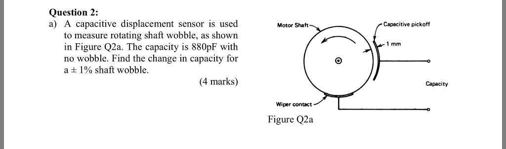 Solved Question 2: a) A capacitive displacement sensor is | Chegg.com