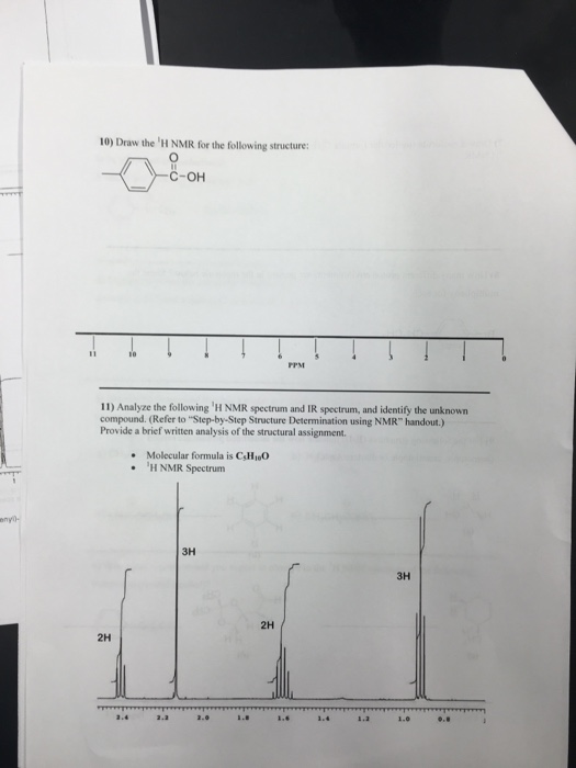 Solved Draw the 1 H NMR for the following structure Analyze | Chegg.com