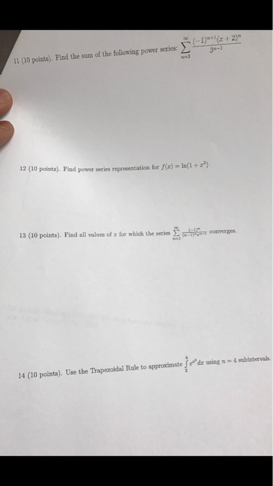 Solved Find the sum of the following power series: | Chegg.com