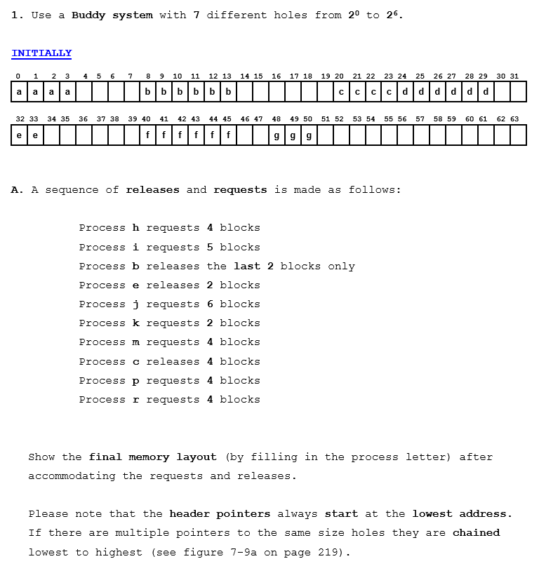 1. Use a Buddy system with 7 different holes from 2 | Chegg.com