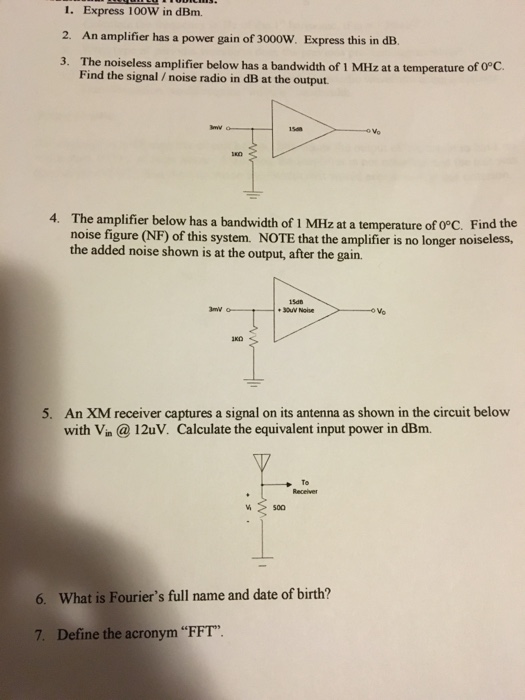 Solved Express 100W in dBm An amplifier has a power gain of | Chegg.com