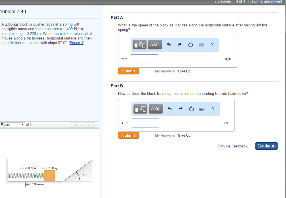 Solved A 2.00 kg block is pushed against a spring with | Chegg.com