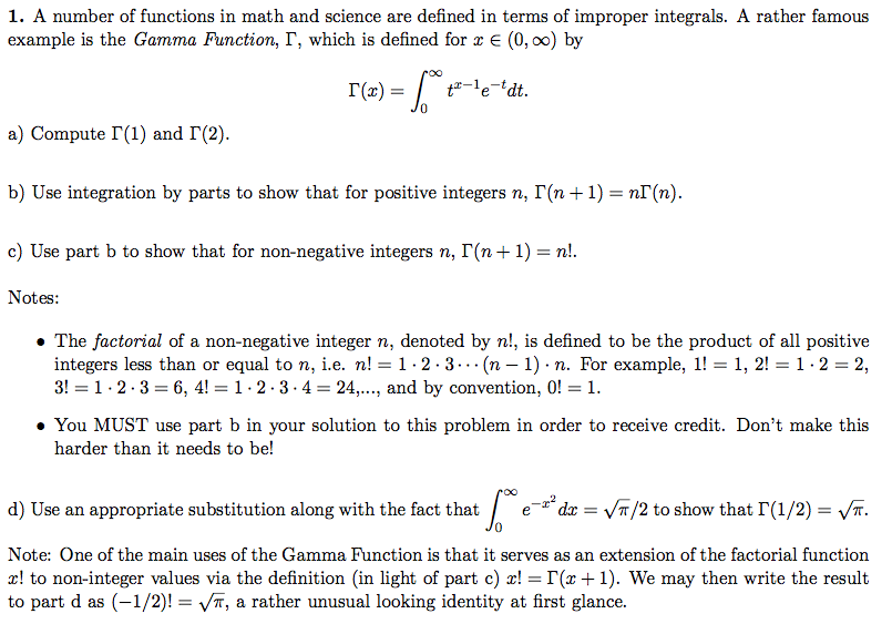 Solved A number of functions in math and science are defined | Chegg.com