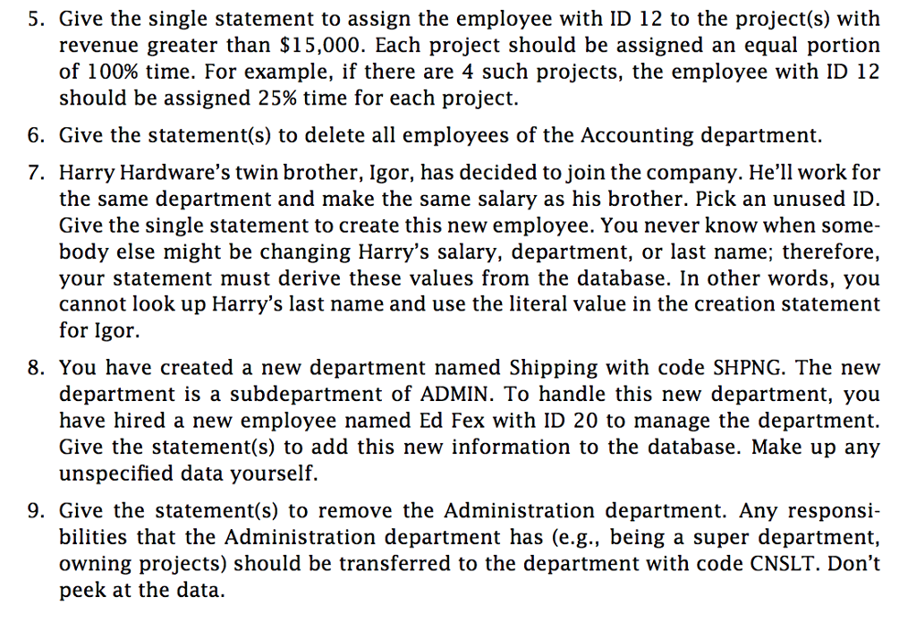 Solved projects projectid deptcode FK description startdate | Chegg.com