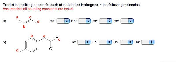 Solved Predict the splitting pattern for each of the labeled | Chegg.com