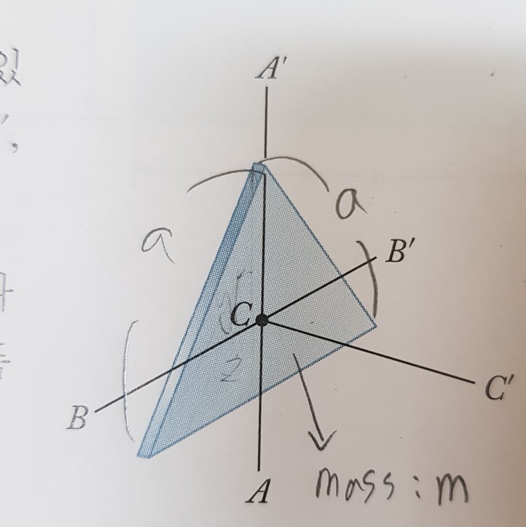 Solved There is a triangular planar plate with a mass of m | Chegg.com