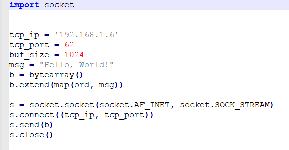 import socket tcpip= '192.168.1.6' tcp-port 62 | Chegg.com