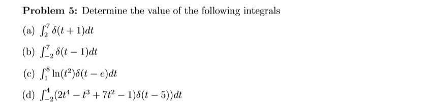 Solved Problem 5: Determine the value of the following | Chegg.com