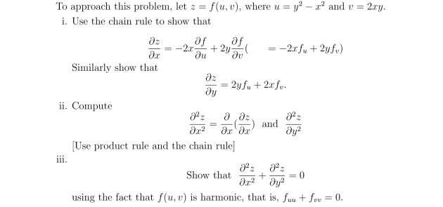 Solved To approach this problem, let z = f(u, v). where u = | Chegg.com
