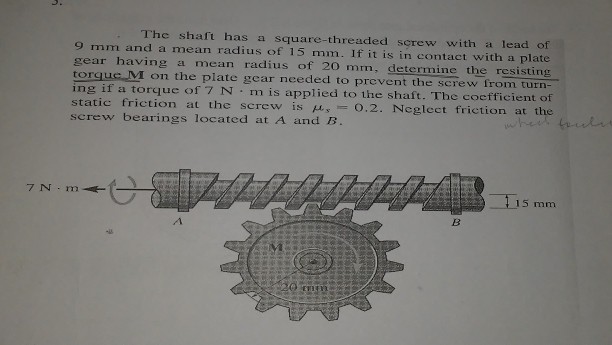 Solved The shaft has a square-threaded screw with a lead of | Chegg.com