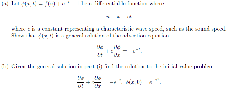 Solved Let phi (x, t) = f(u) + e^-t - 1 be a differentiable | Chegg.com