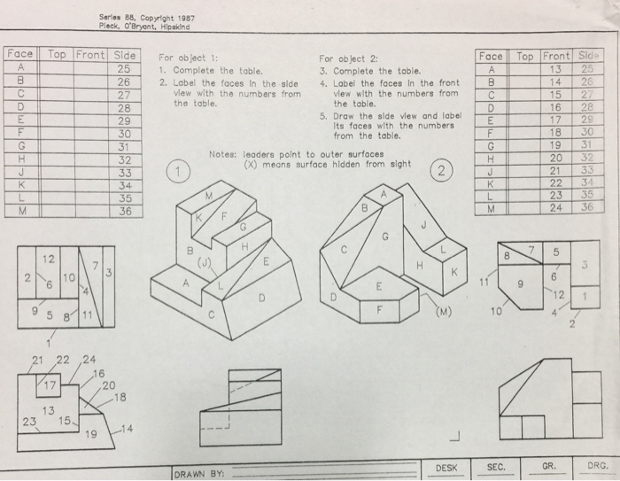 Solved For Object 1: Complete the table. Label the faces | Chegg.com