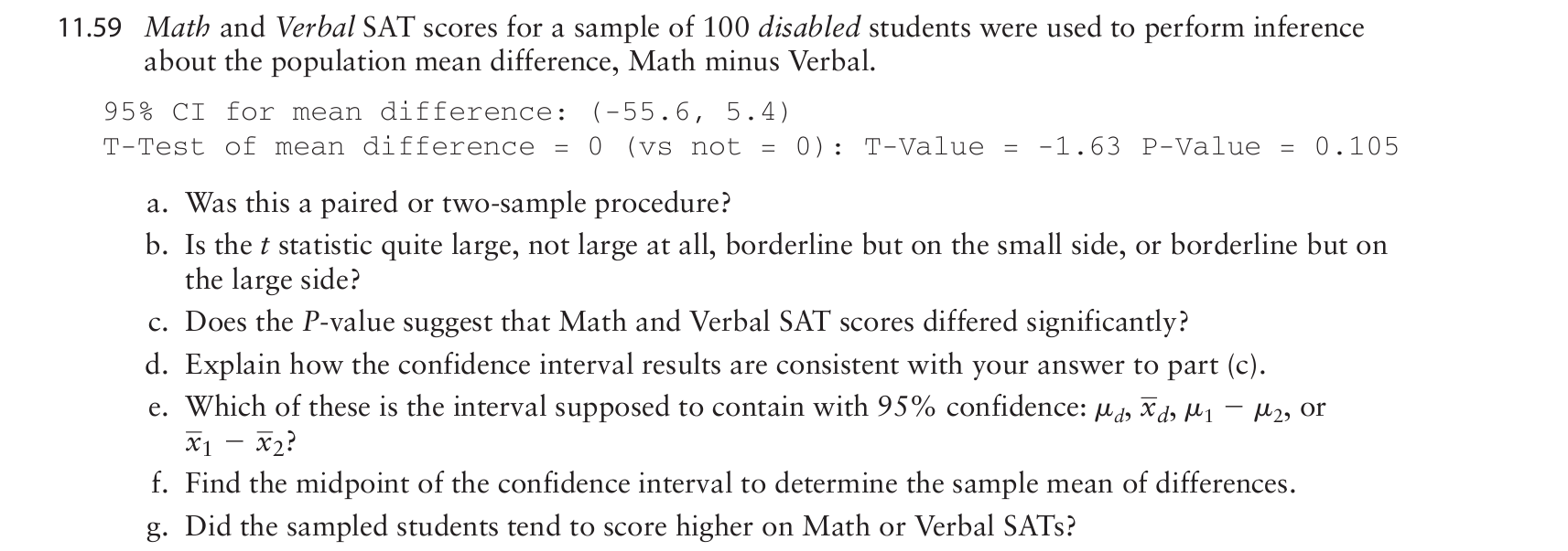 Solved Math and Verbal SAT scores for a simple of 100 | Chegg.com