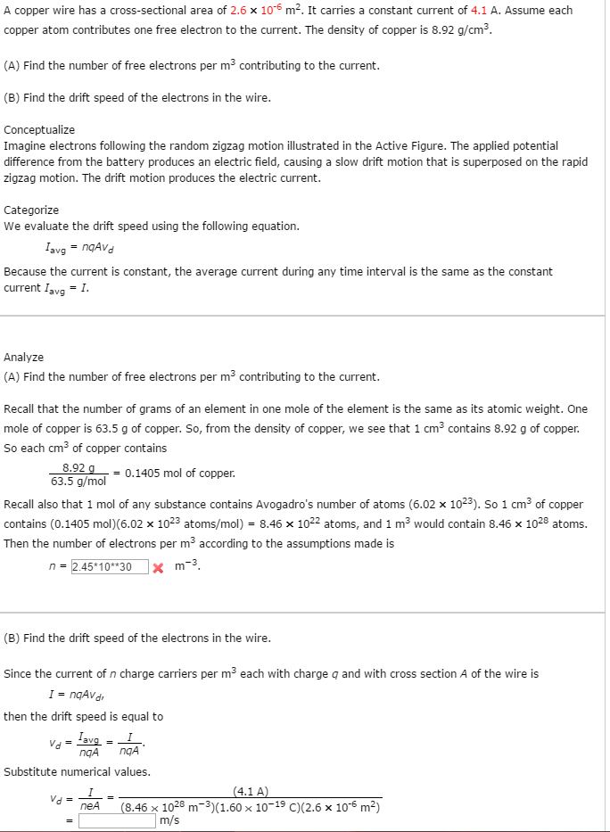 Solved A copper wire has a cross-sectional area of 2.6 times | Chegg.com