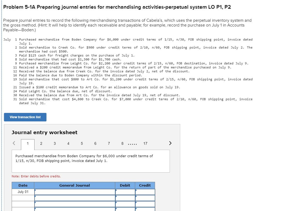 Solved Problem 5-1A Preparing journal entries for | Chegg.com