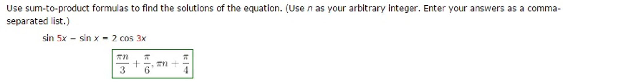 Solved Use sum-to-product formulas to find the solutions of | Chegg.com