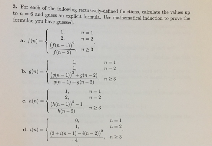 Solved For each of the following recursively-defined | Chegg.com