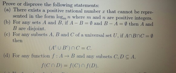Solved Prove or disprove the following statements: (a) There | Chegg.com