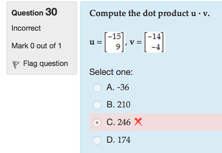 Solved Compute the dot product u v. u = [-15,9], v = | Chegg.com