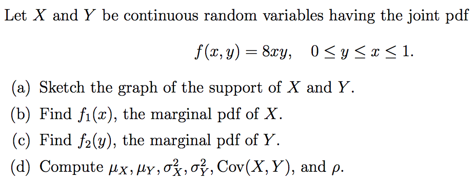 Solved Let X And Y Be Continuous Random Variables Having The